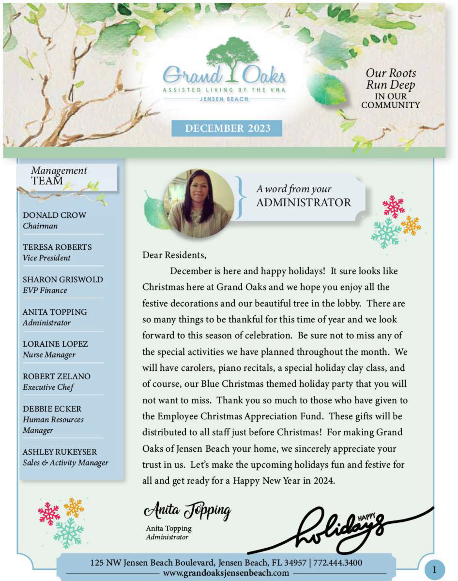 Newsletter | Grand Oaks Jensen Beach | Assisted Living & Memory Care